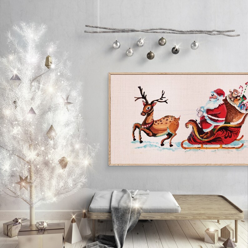 Christmas Frame TV, Santa Frame TV, Samsung Frame TV, Reindeer Tv Art ...
