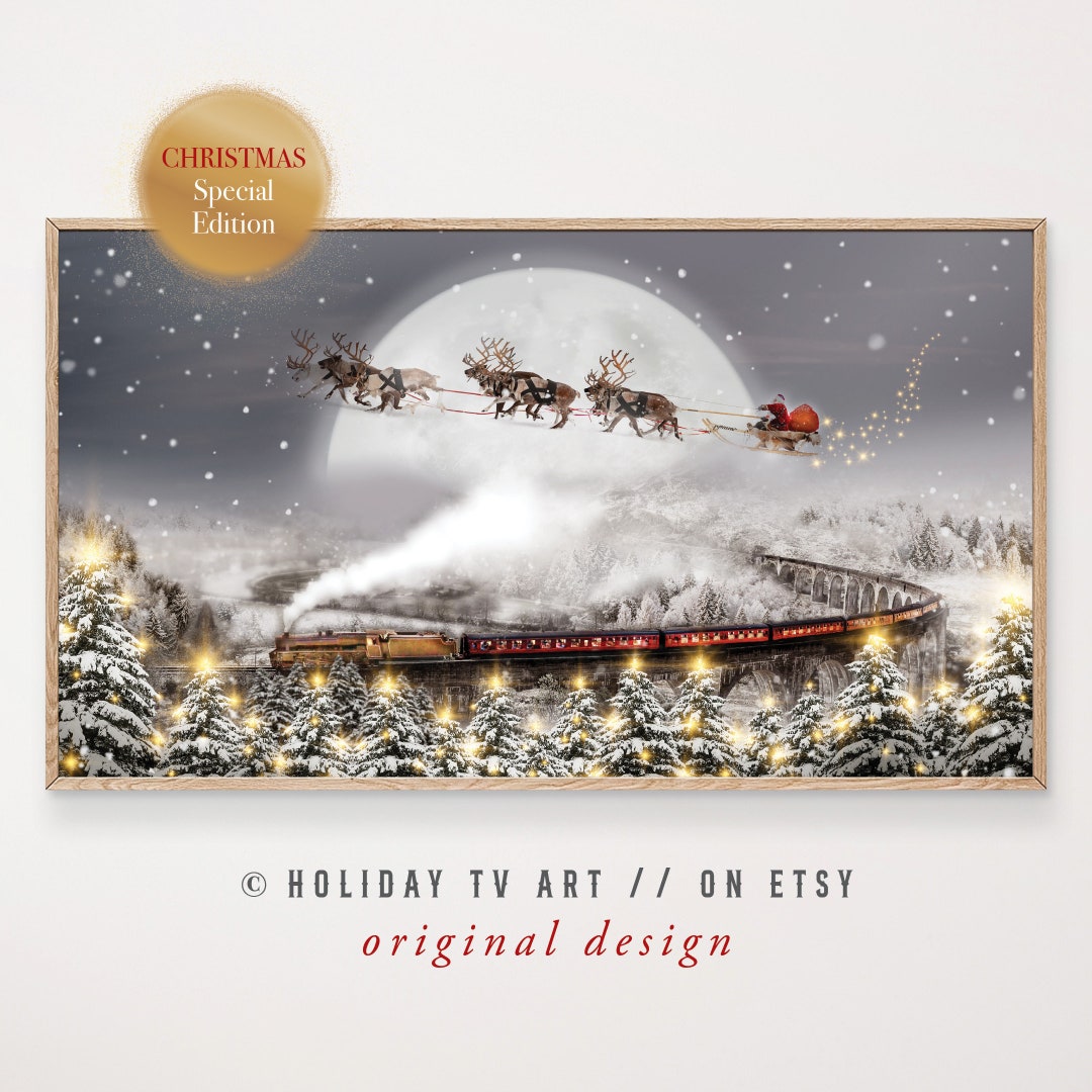 Samsung Frame TV Art Christmas Frame TV Art Steam Train Tv Art Santa ...