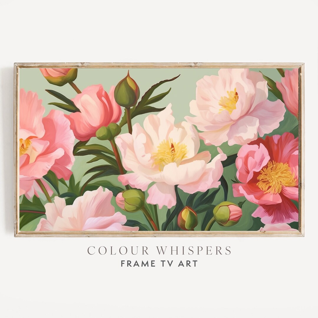 Vintage Peony Floral Oil Painting, Samsung Frame TV Art (instant ...