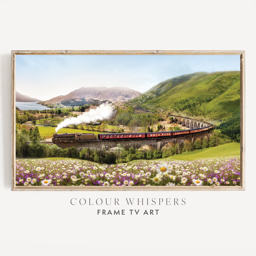 Steam Train Frame TV Art, Hogwarts Express Style, Glenfinnan Viaduct TV ...