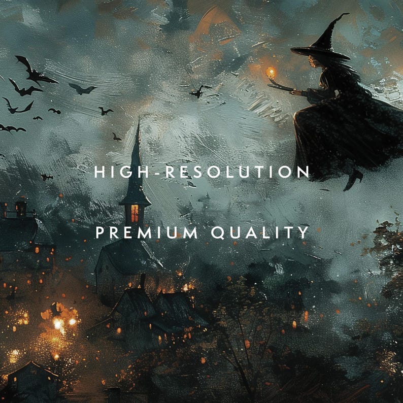 Halloween Frame TV Art, Witch Oil Painting, Spooky Halloween Decor ...