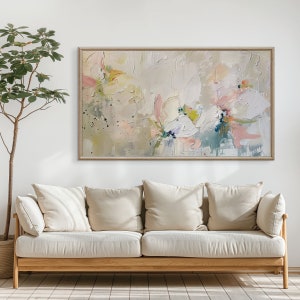 Abstract Flower Oil Painting, Floral Frame TV Art, Abstract Floral Oil ...