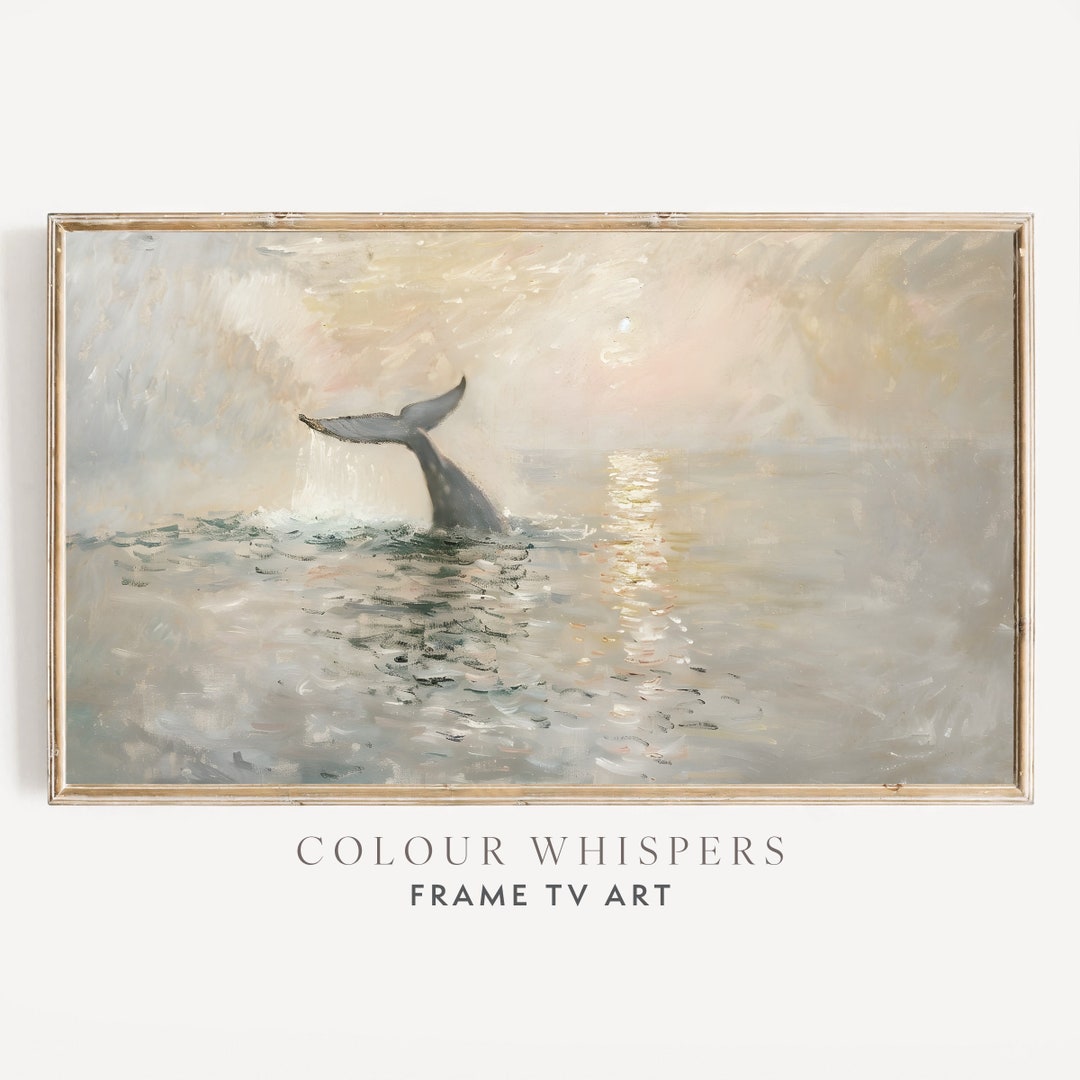 Whale Frame TV, Whale Oil Painting, Ocean TV Art, Coastal TV Art ...