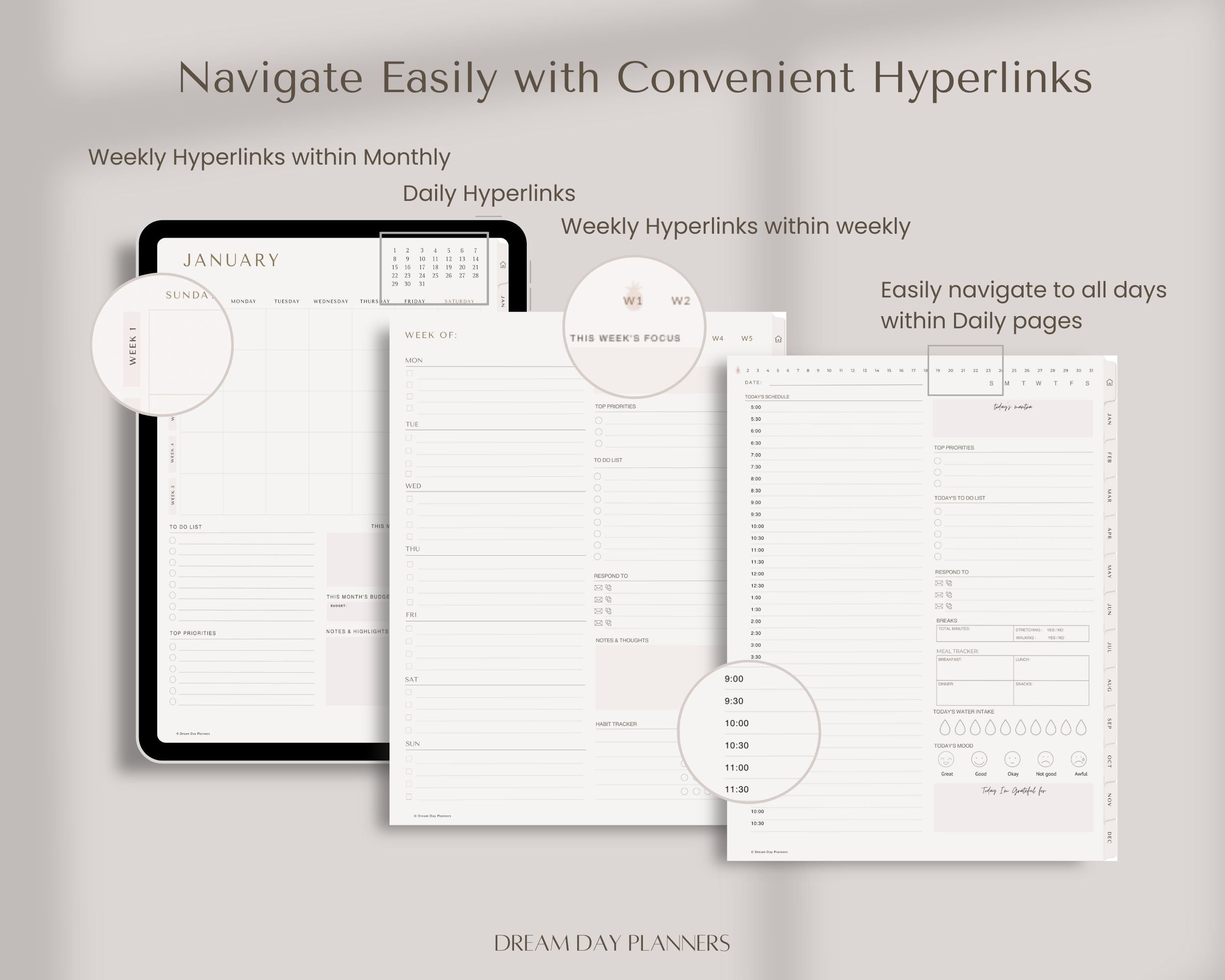 Digital Daily Planner | Monthly Planner | Weekly Planner | Minimalist ...