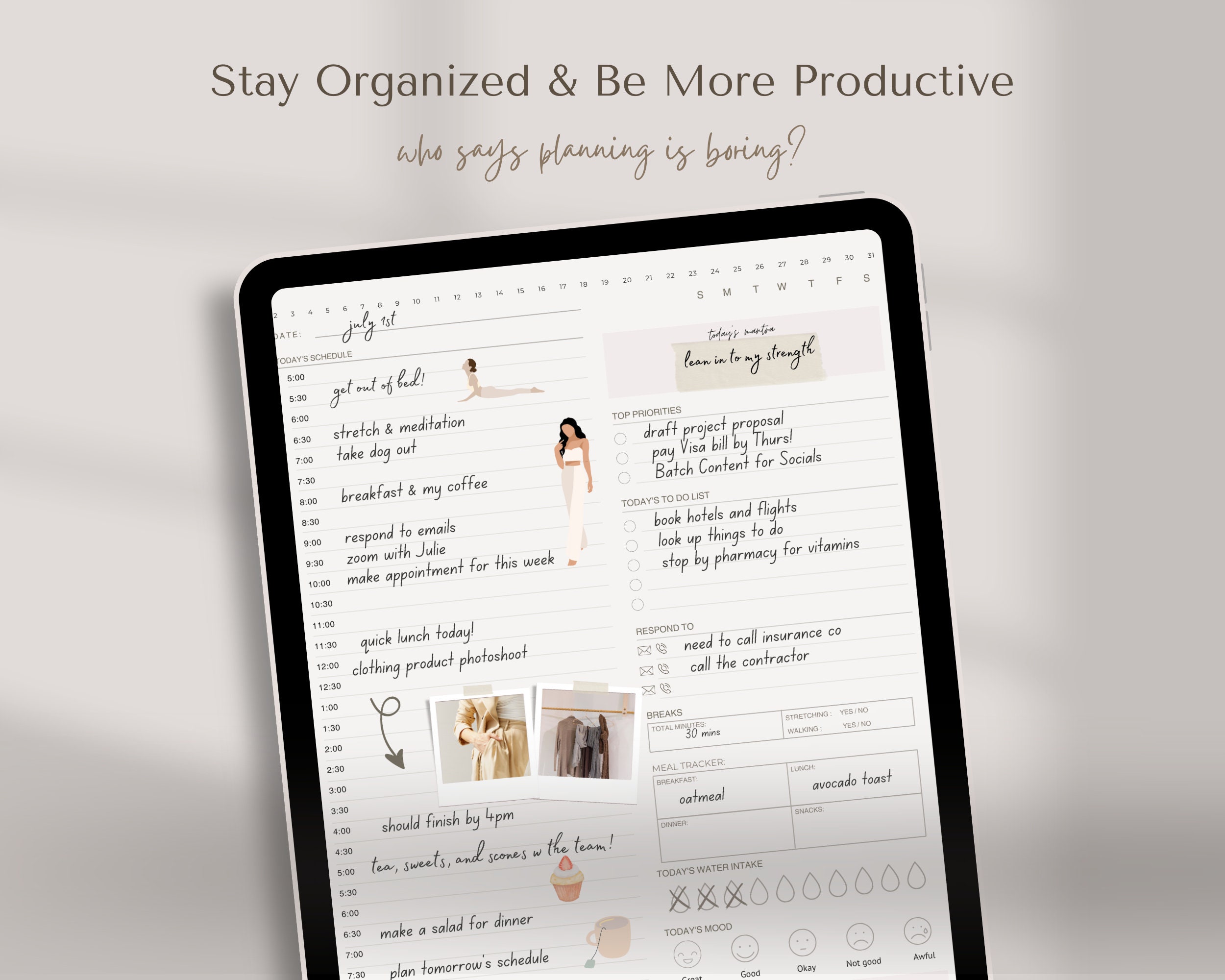 Digital Daily Planner | Monthly Planner | Weekly Planner | Minimalist ...