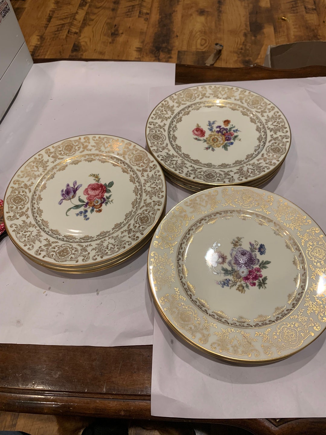 Puls Czechoslovakia Gilt Floral Porcelain Plates 11 Vintage Set Set of ...