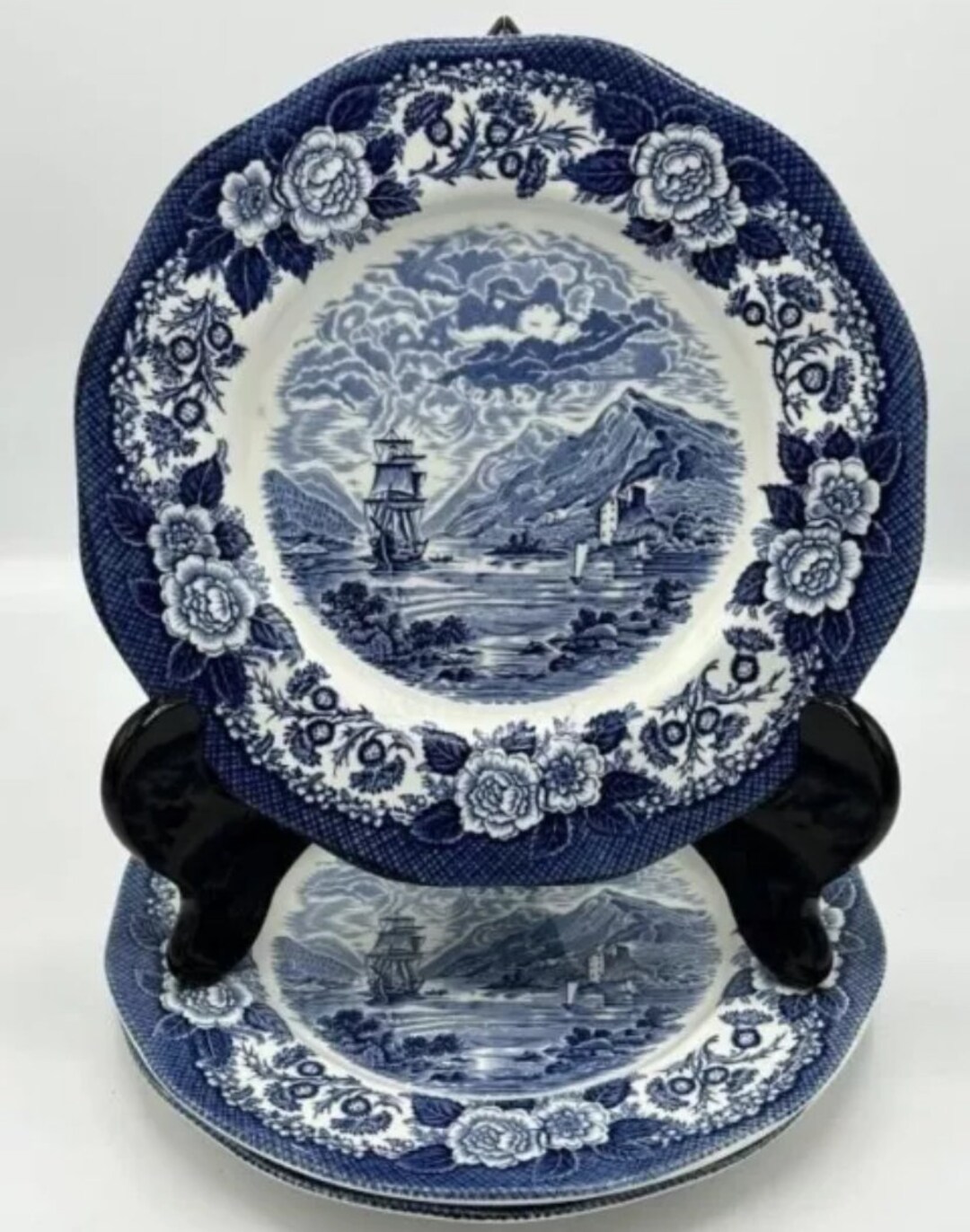 Vtg Royal Warwick Lochs of Scotland Set of 3 10 Dinner Plates Blue ...