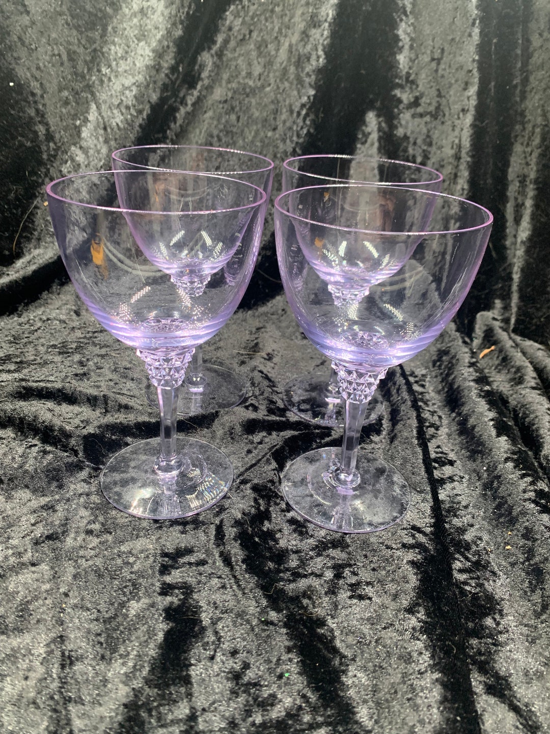 Set of 4 Tiffin-franciscan Twilight Blue Alexandrite Wine Glasses HTF ...