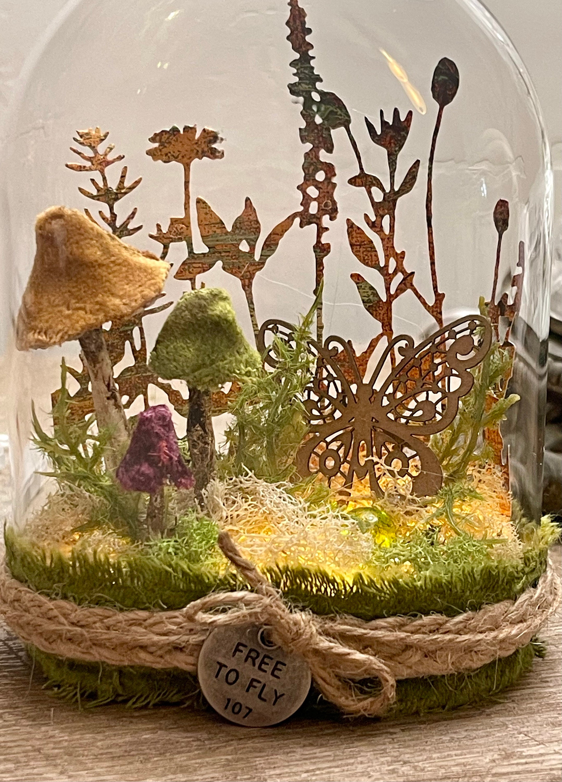 Velvet Mushroom Display Dome With Filigree Butterfly - Etsy