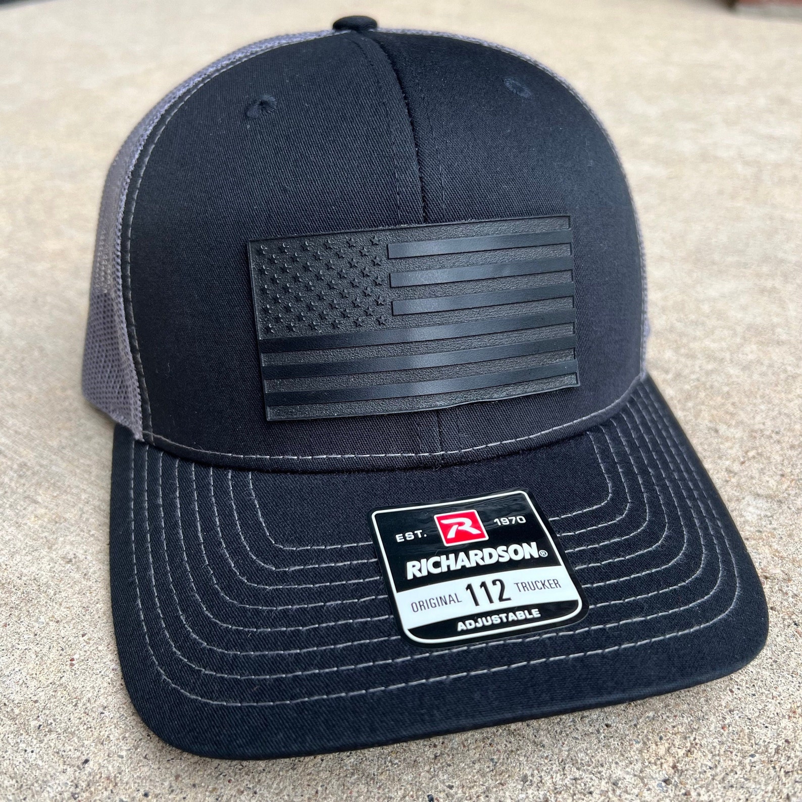 American Flag Leather Patch Hat Laser Engraved - Etsy