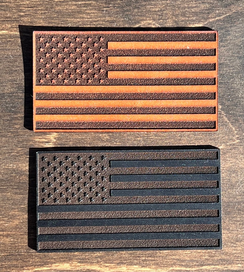American Flag Leather Patch Hat Laser Engraved Richardson - Etsy