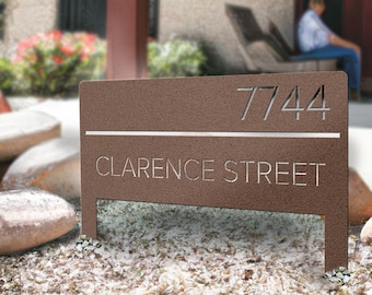 Metal Address Sign for Yard Personalized Street Number Signs for Ground ...