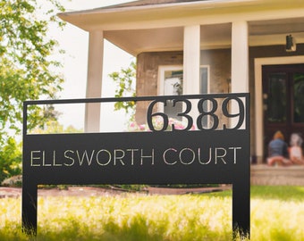 Metal Address Sign for Yard Personalized Street Number Signs for Ground ...