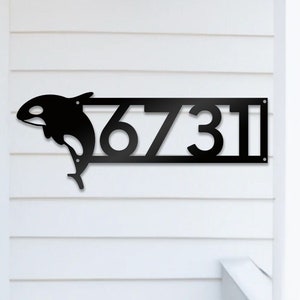 Orca Whale Address Sign for Front Door or Porch Metal Street Number ...
