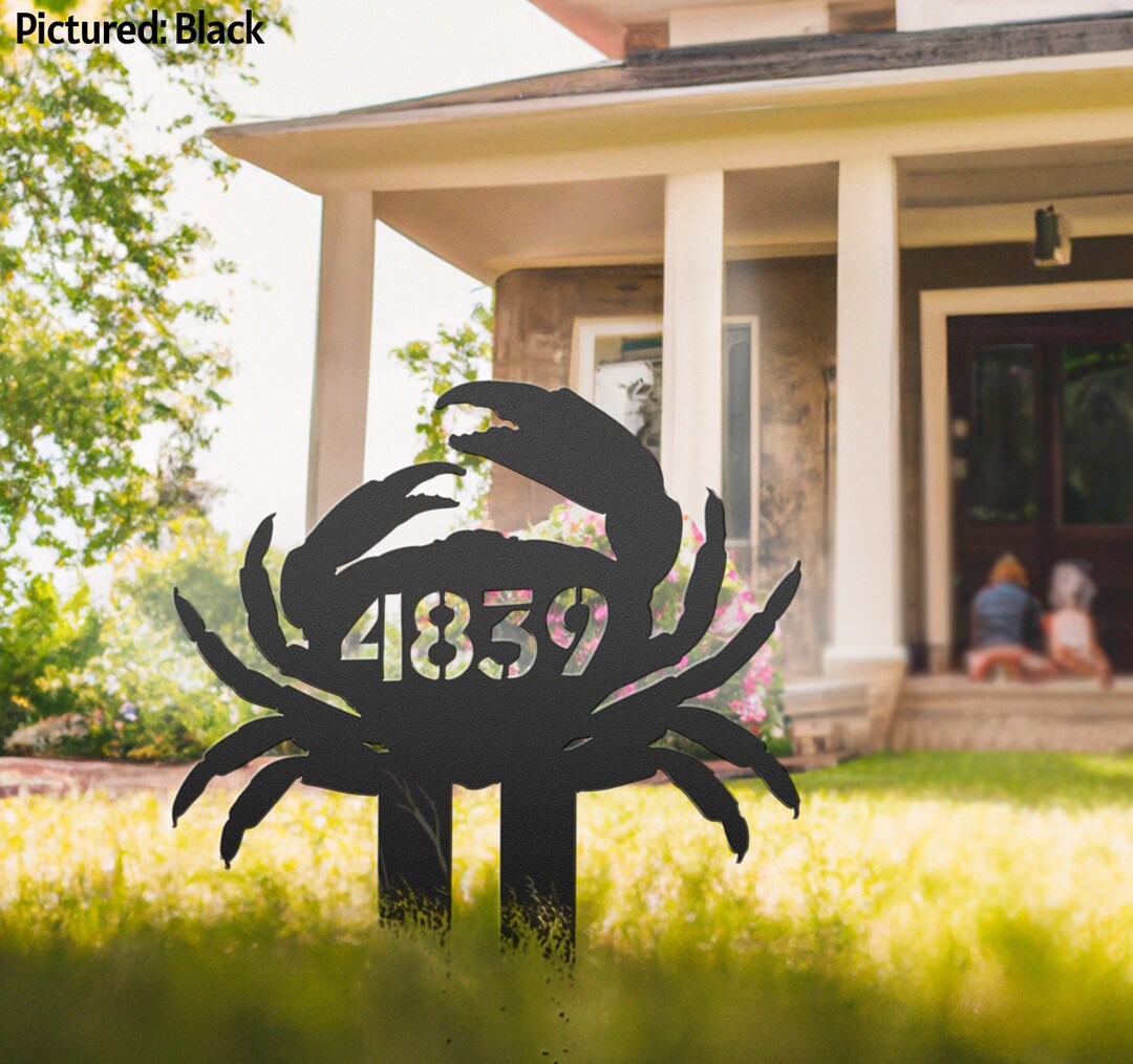 Metal Crab Address Sign for Driveway Beach House Number Sign Front ...