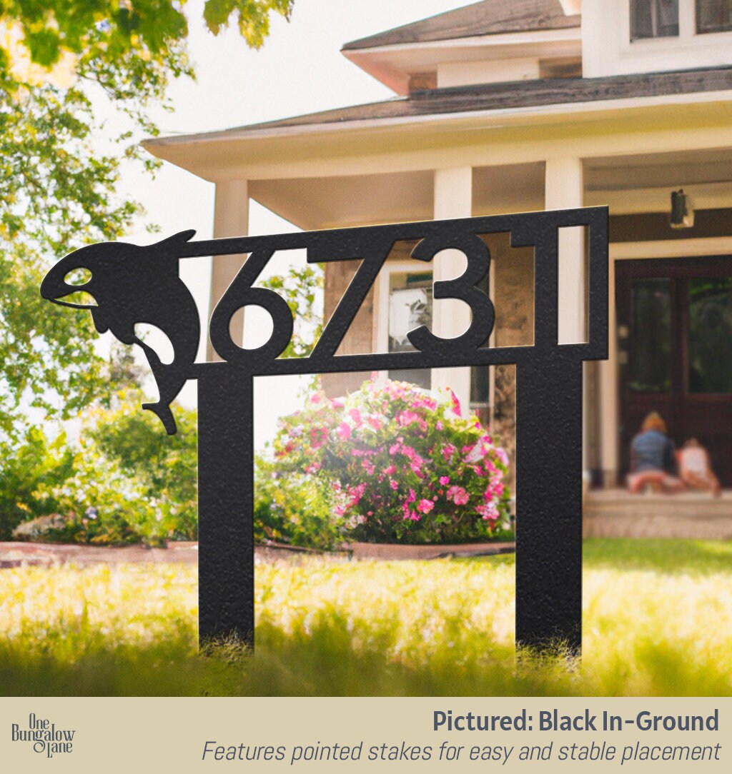 Orca Whale Outdoor Metal Address Sign for Yard in Ground With - Etsy
