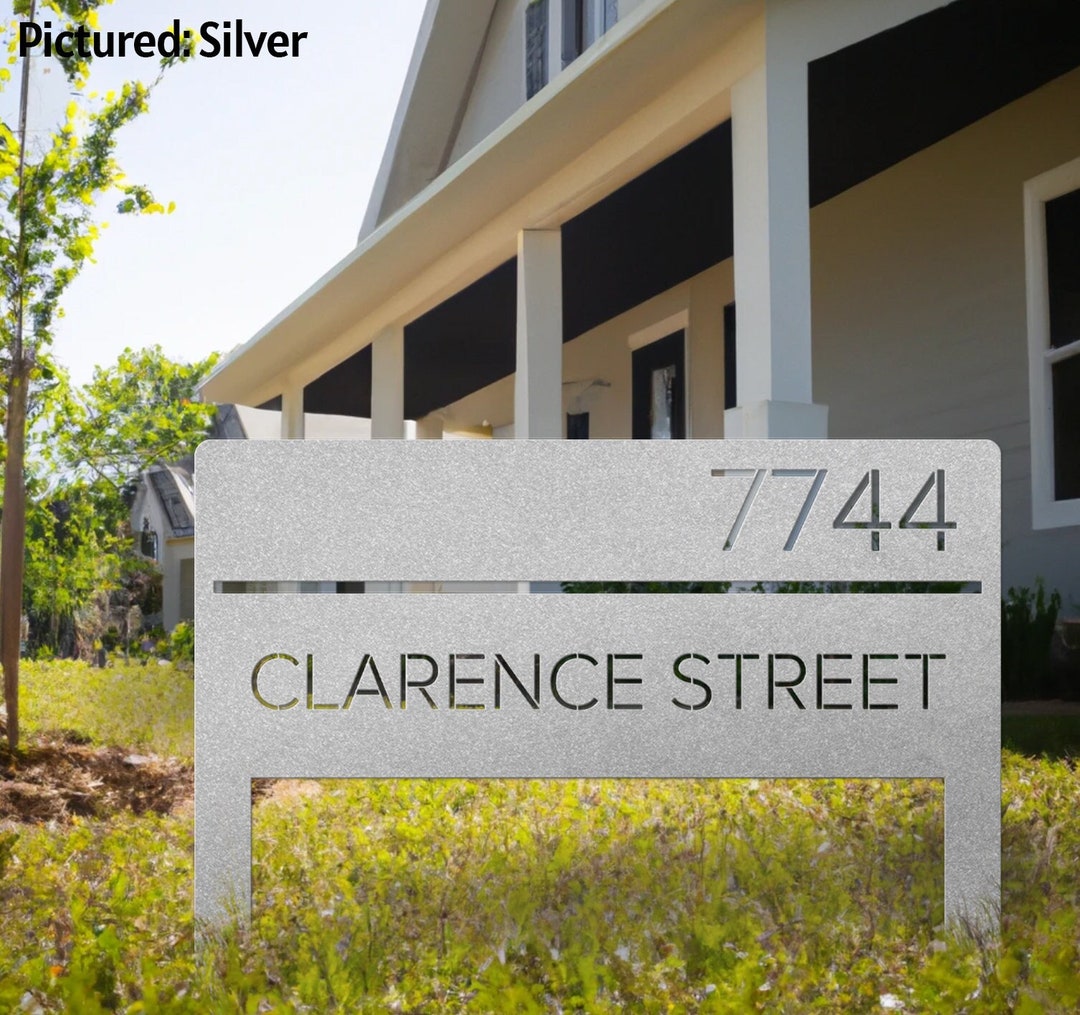 Metal Address Sign for Yard Personalized Street Number Signs for Ground ...