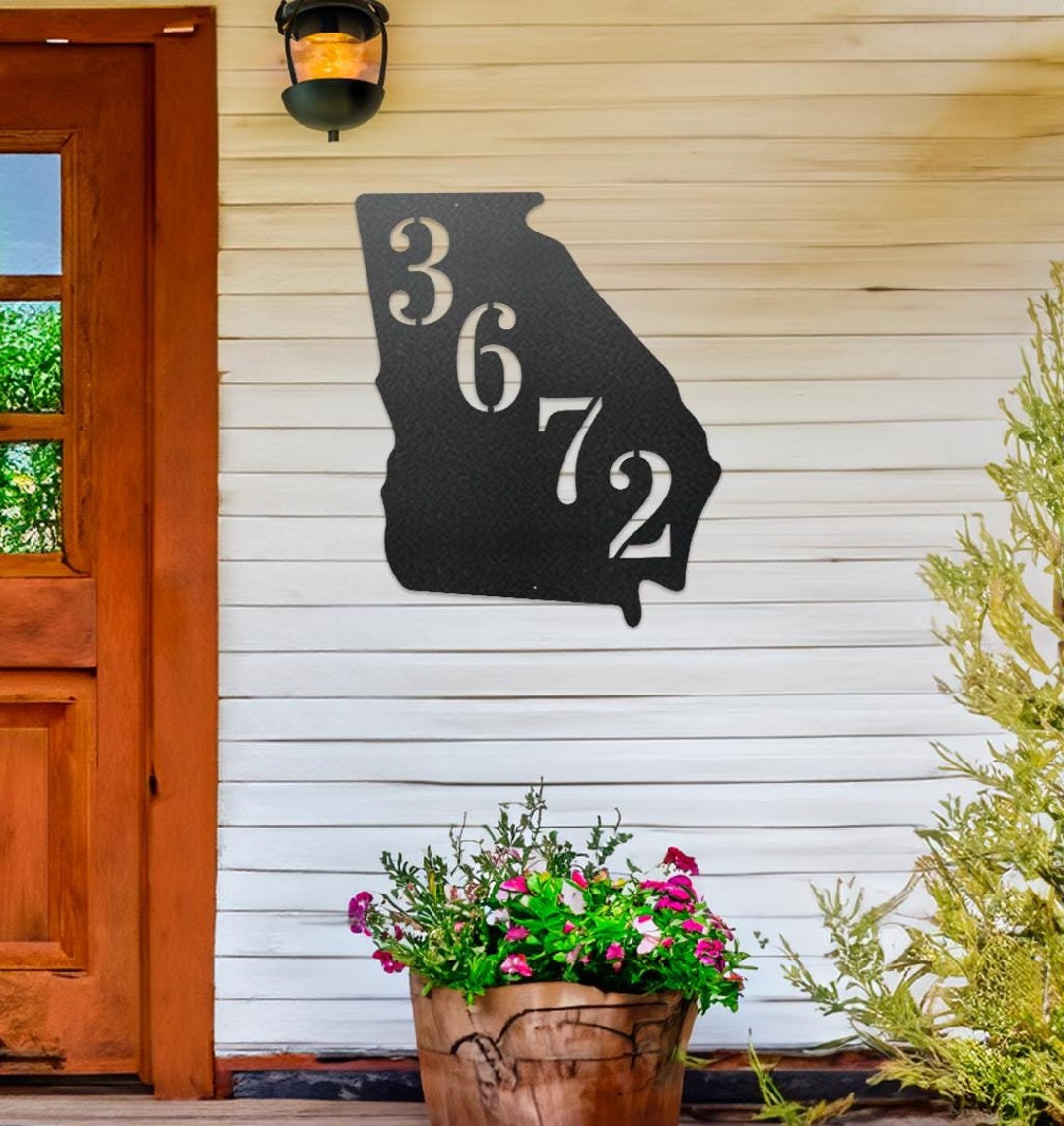 Georgia House Numbers Metal Sign for Front Porch Metal Hanging Address ...