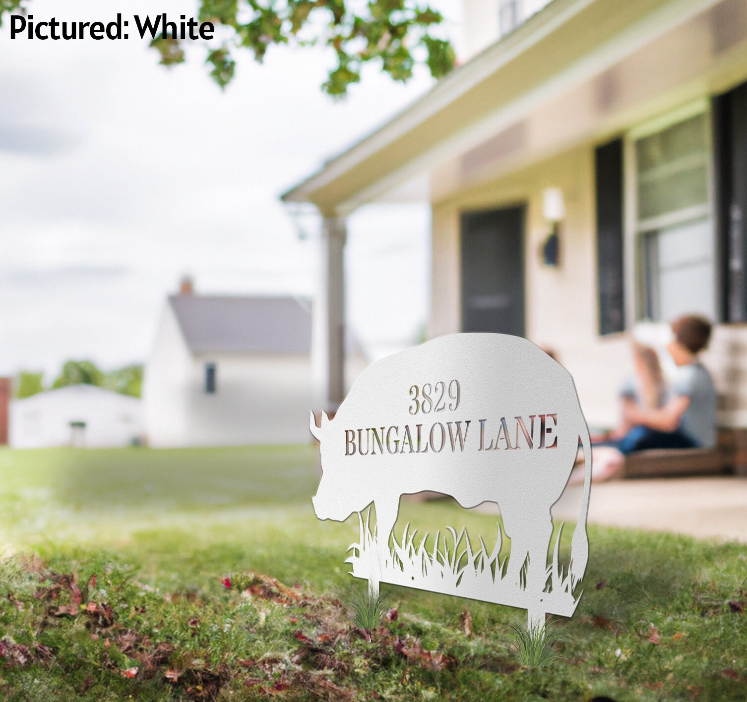 Large Pig Shaped Metal Address Sign Stakes for Front Yard Personalized ...