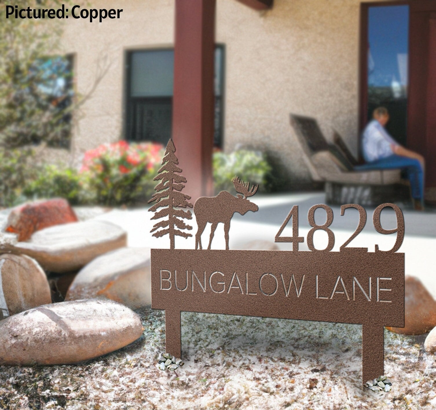 Outdoor Metal Address Sign for Yard Steel Street Number Sign With ...