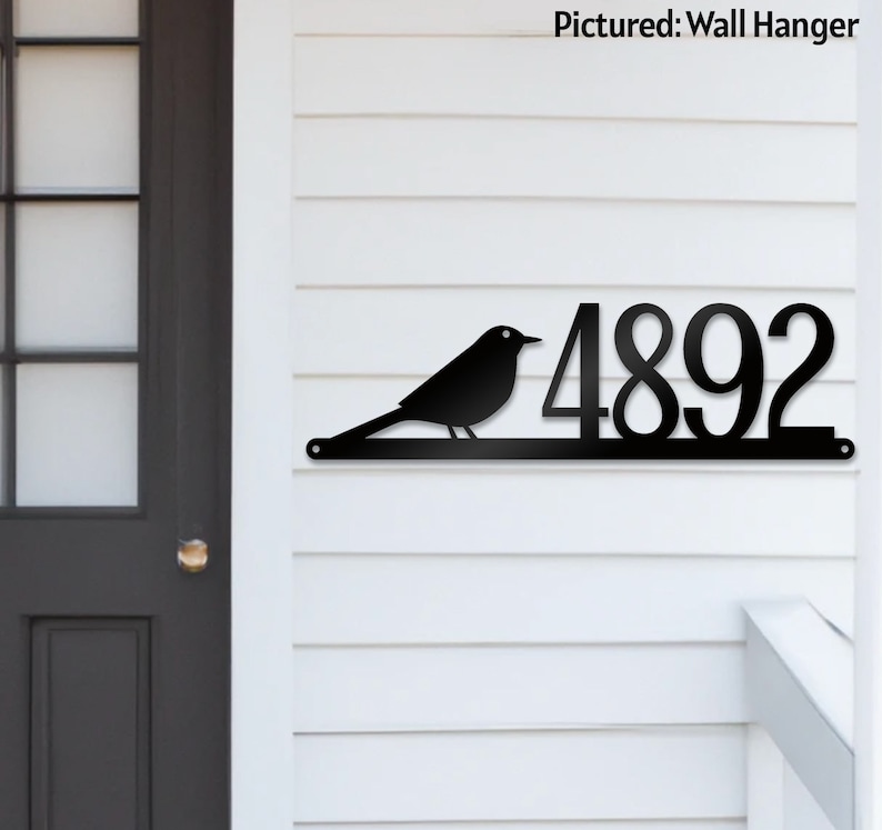Bird Address Sign for Front Yard Door Metal Street Number Address Signs ...