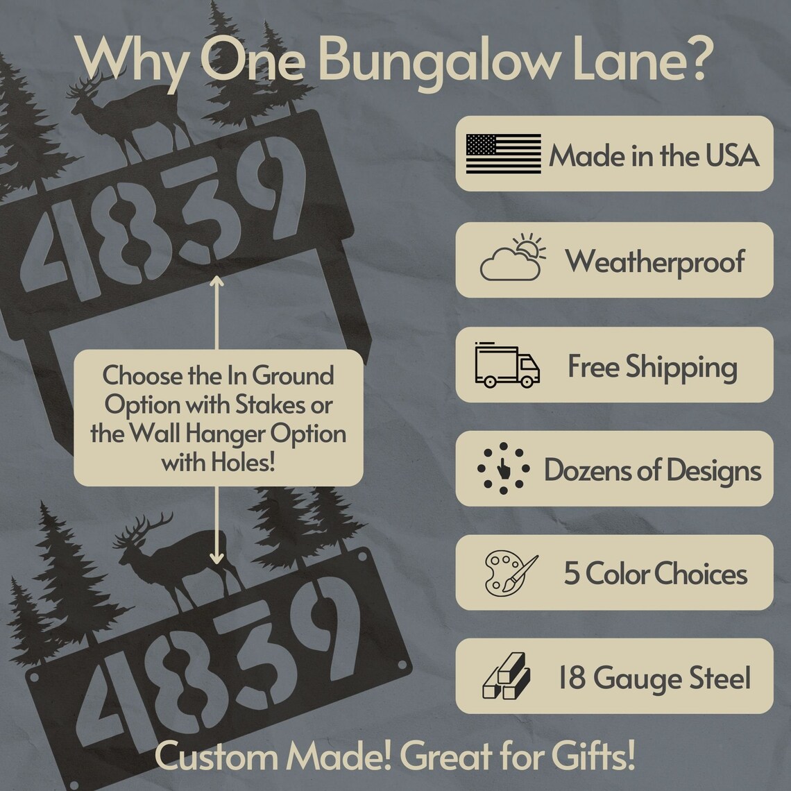 Metal Address Sign for Rock Driveway Street Number Sign Custom - Etsy