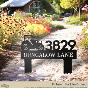 Tractor Metal Address Sign for Driveway Farm House Numbers for Mailbox ...