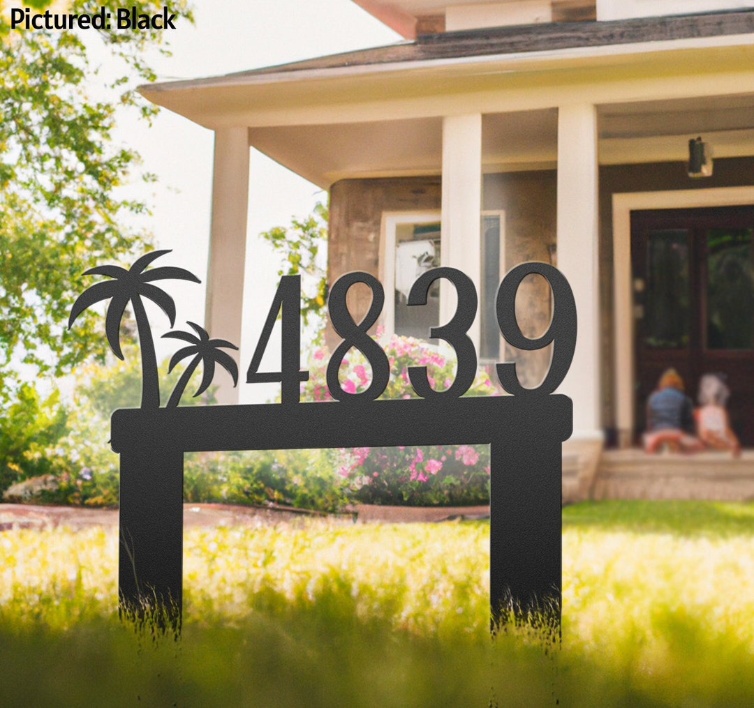 Custom Palm Tree Metal Address Sign | Tropical House Number Plaque ...