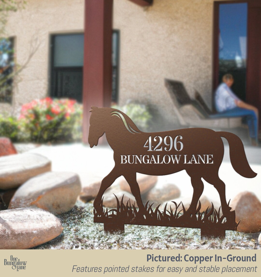 Horse Address Sign: Metal Farmhouse Decor With Stakes - Etsy
