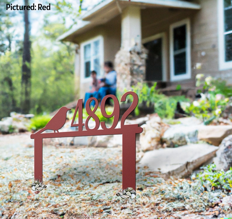 Bird Address Sign for Front Yard Door Metal Street Number Address Signs ...