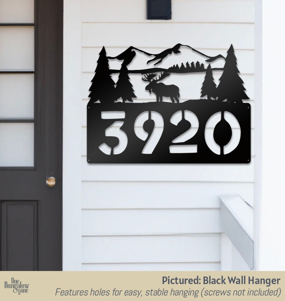 Custom Moose Metal Address Sign Wall Hanger Front Door Street Number ...