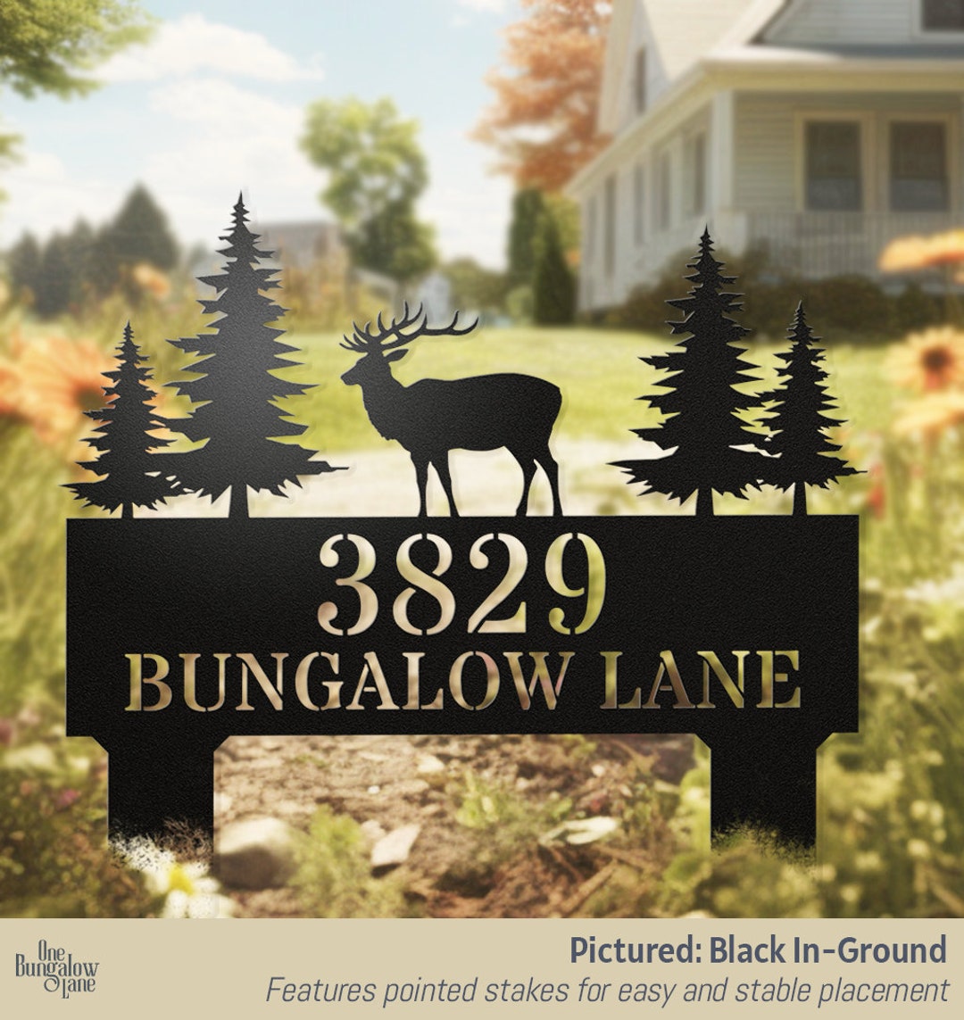 Deer Address Sign: Custom Metal Street Number, Mountain Cabin Decor - Etsy