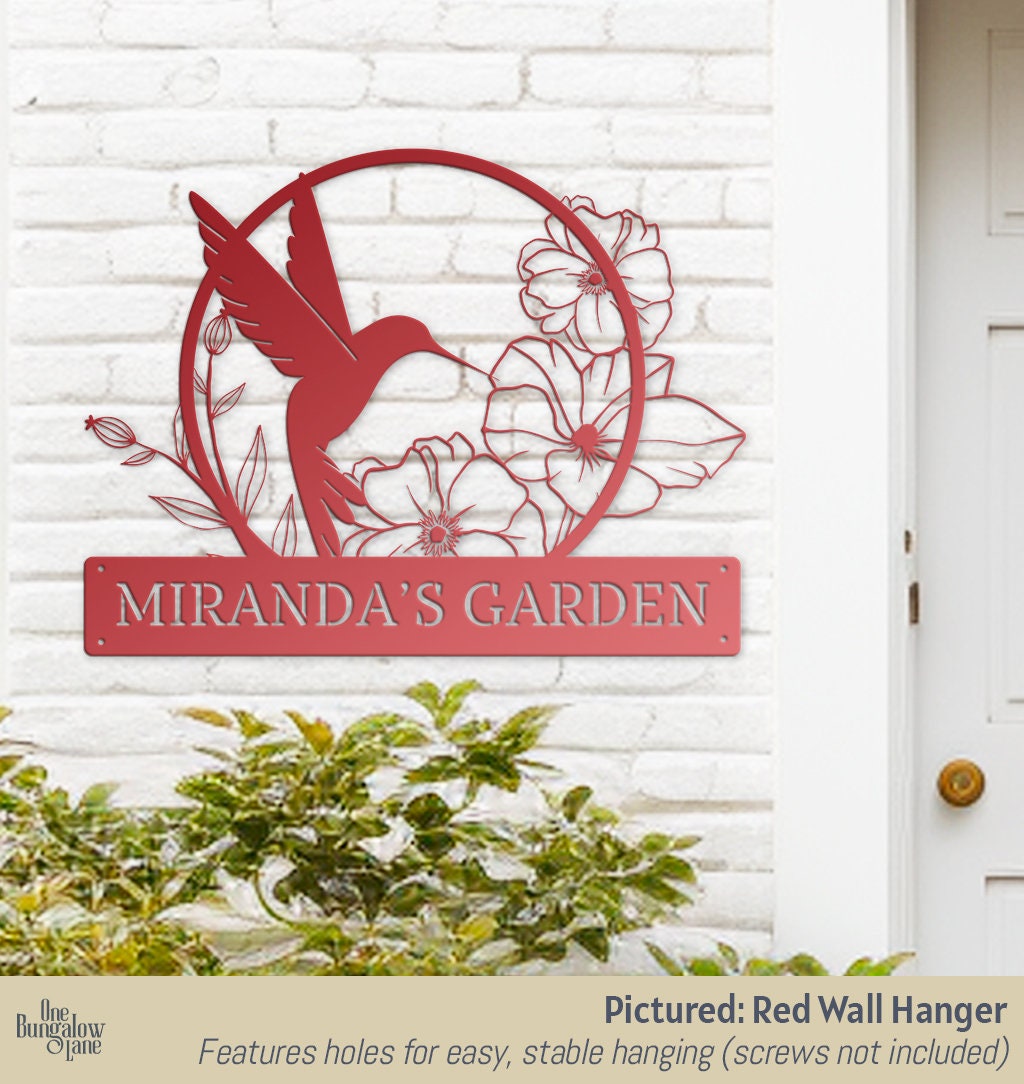 Custom Hummingbird and Flowers Metal Sign for Garden in Ground With ...