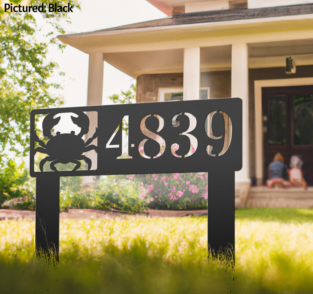 Metal Crab Address Sign for Driveway Beach House Number Sign Front ...