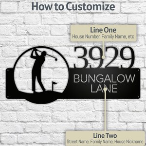 Golfer Metal Address Sign for Front Door Golf Course House Numbers for ...