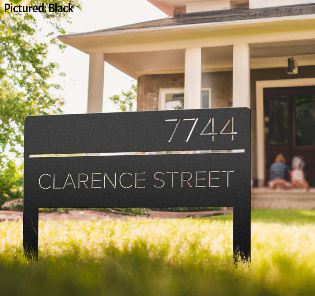 Metal Address Sign for Yard Personalized Street Number Signs for Ground ...