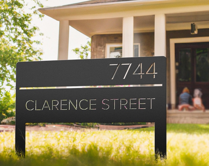 Metal Address Sign for Yard Personalized Street Number Signs for Ground ...