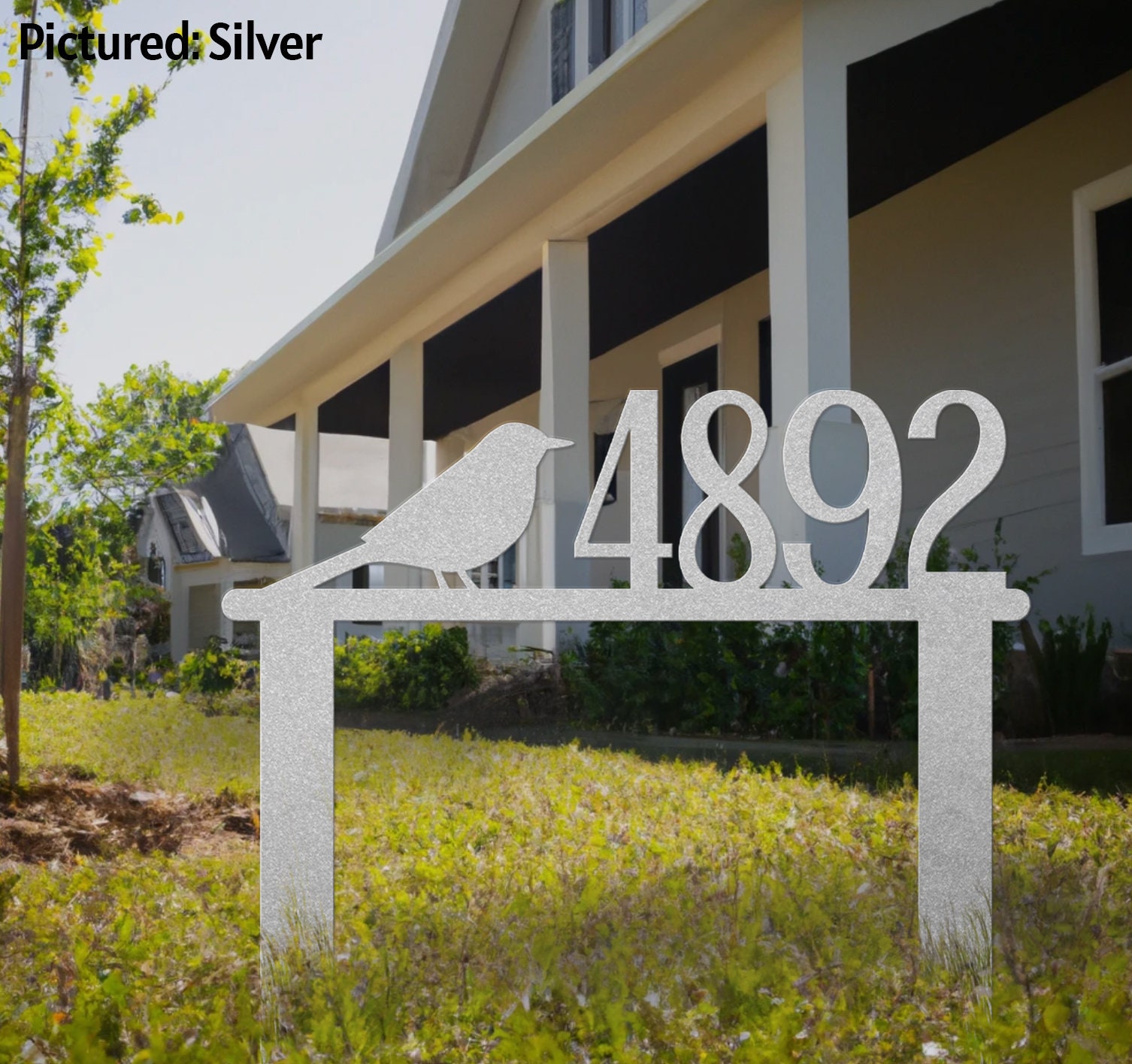 Bird Address Sign for Front Yard Door Metal Street Number Address Signs ...