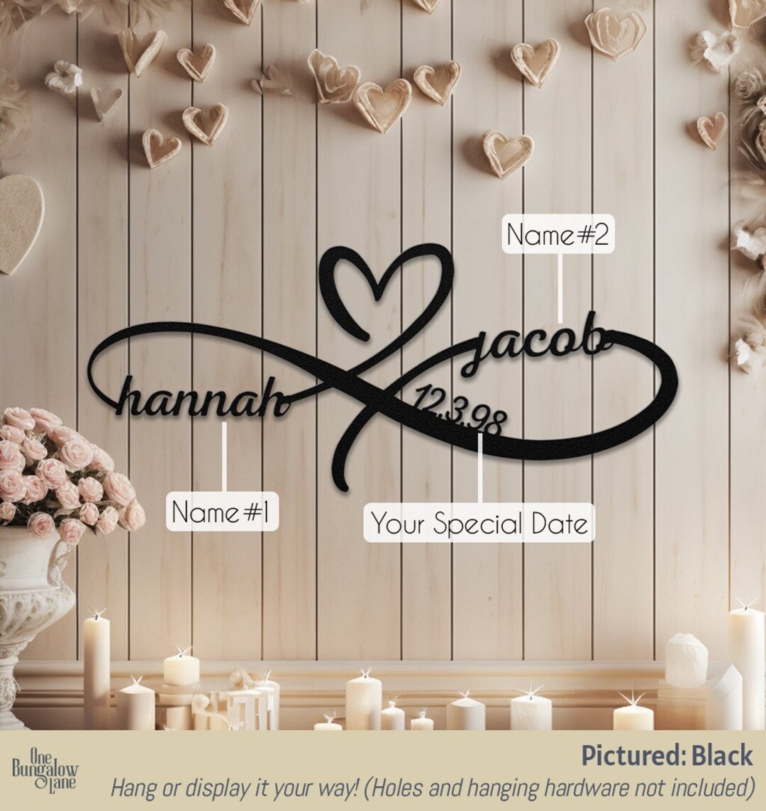 Custom Anniversary Gift for Wife Infinity Heart Metal Sign With Names ...
