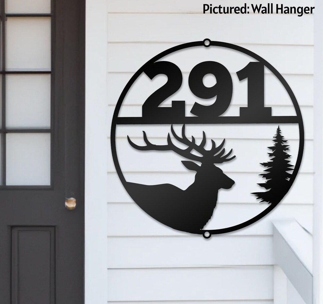 Personalized Metal Door Sign With Deer Address Family Name Custom ...