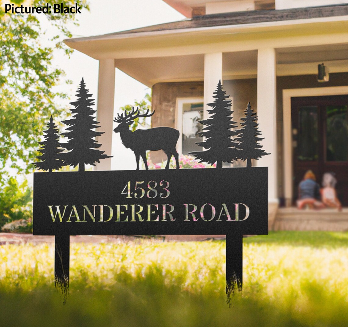 Metal Address Sign for Rock Driveway Street Number Sign Custom - Etsy