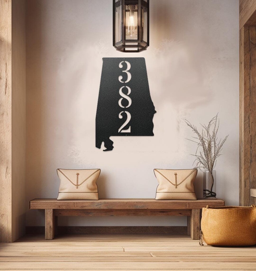 Alabama House Numbers Metal Sign for Front Porch Metal Hanging Address ...