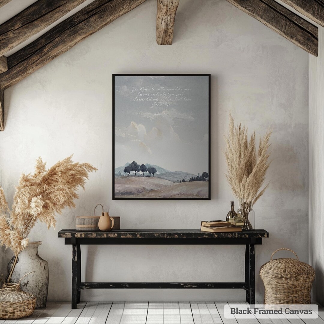 Vintage Landscape Bible Verse Canvas Print: Rustic Christian Wall Art ...
