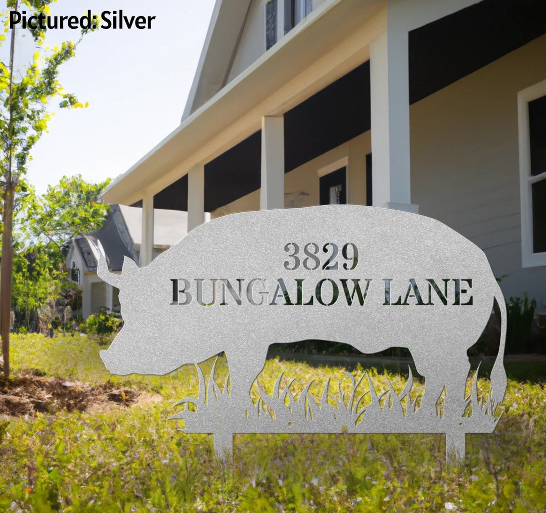 Large Pig Shaped Metal Address Sign Stakes for Front Yard - Etsy