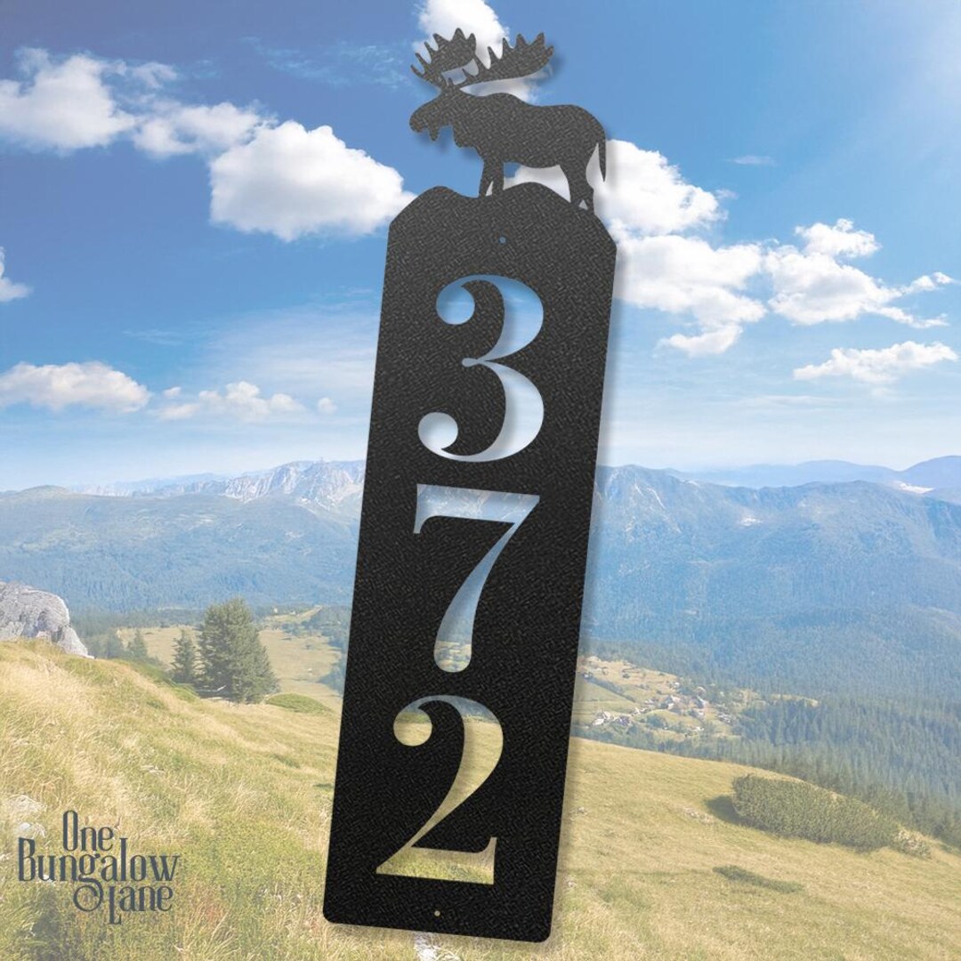 Vertical House Address Sign Wall Hanger, Moose Address Sign for ...