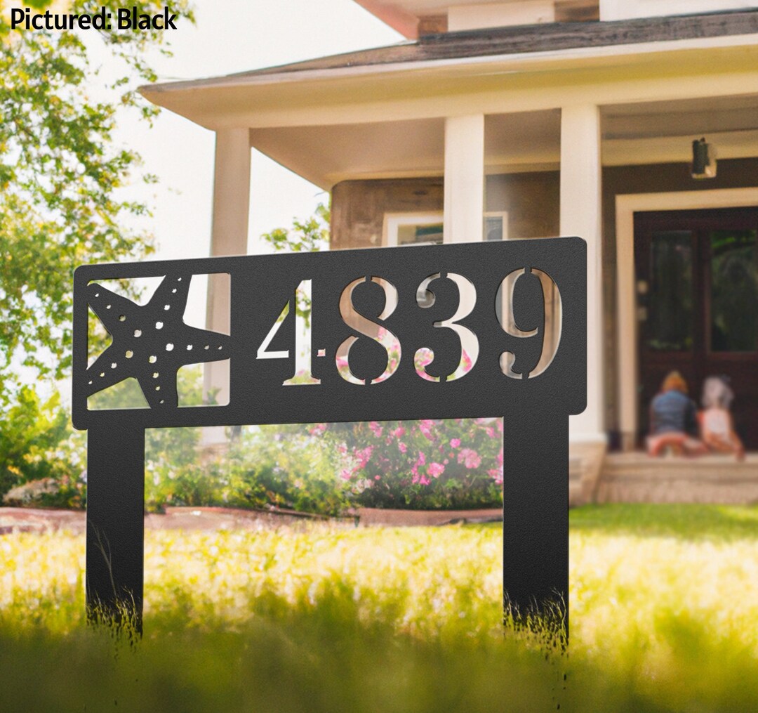 Starfish Address Sign for Driveway Beach House Street Number in Ground ...