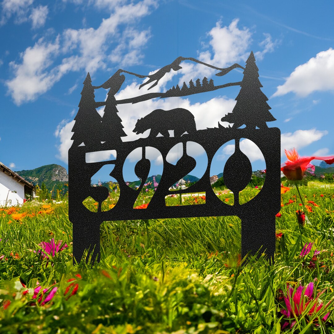 Outdoor Address Sign for Mountain Cabin Bear Street Number Sign Airbnb ...