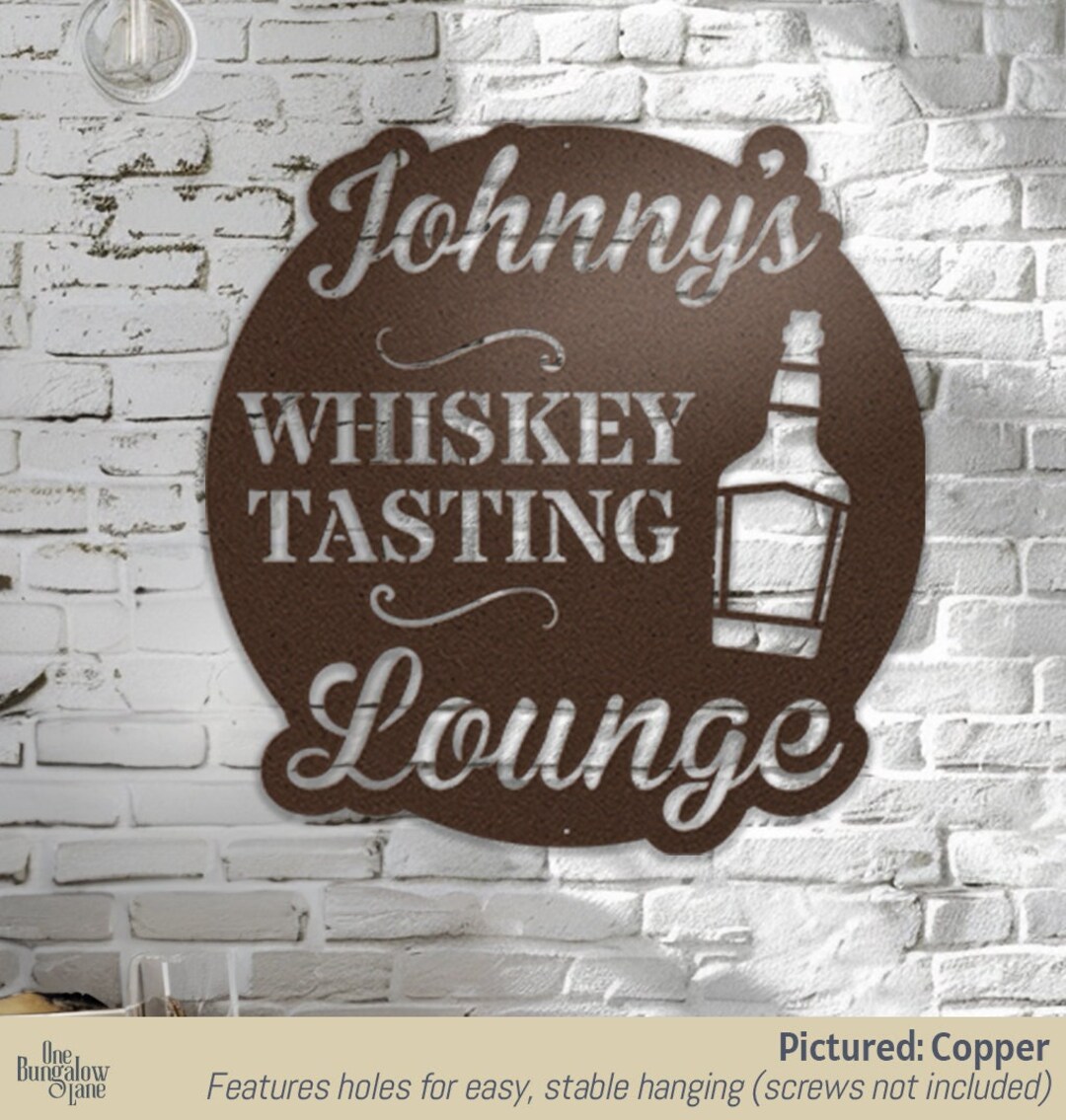 Whiskey Tasting Lounge Metal Sign, Metal Basement Bar Sign, Wall Art ...