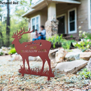 Deer Hanging Metal Address Sign for Front Porch Outdoor Street Number ...