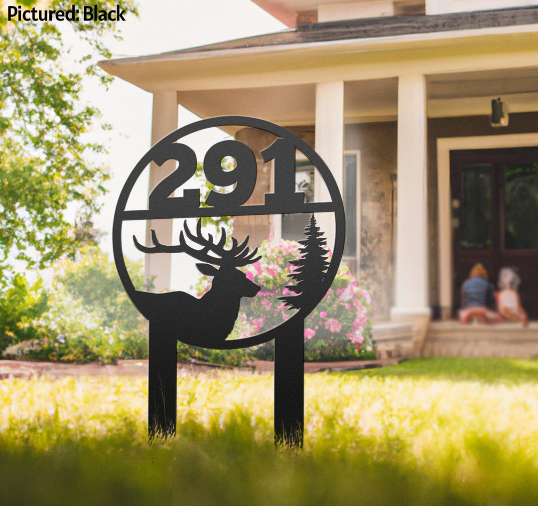 Personalized Metal Yard Sign With Deer Address Family Name Custom ...